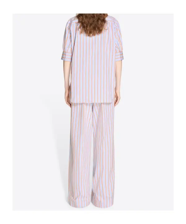 Dries Van Noten Striped Pleated Wide-leg Trousers - Light Blue