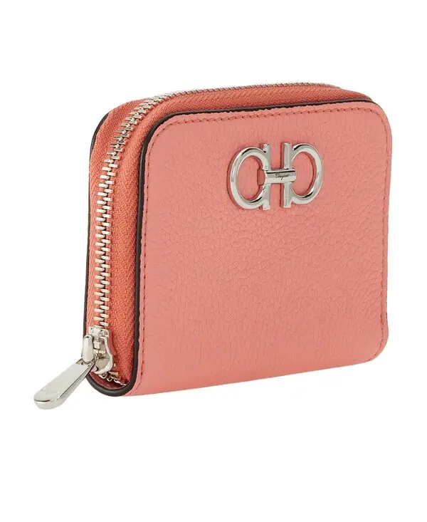 FERRAGAMO Gancini Zipped Card Holder - Pink