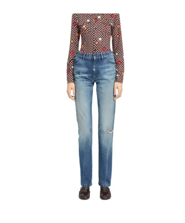 MAISON MARGIELA Straight Leg Jeans With Distressing