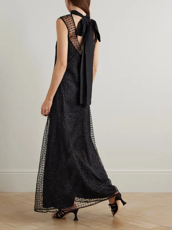 Staud Albee Beaded Tulle Maxi Dress