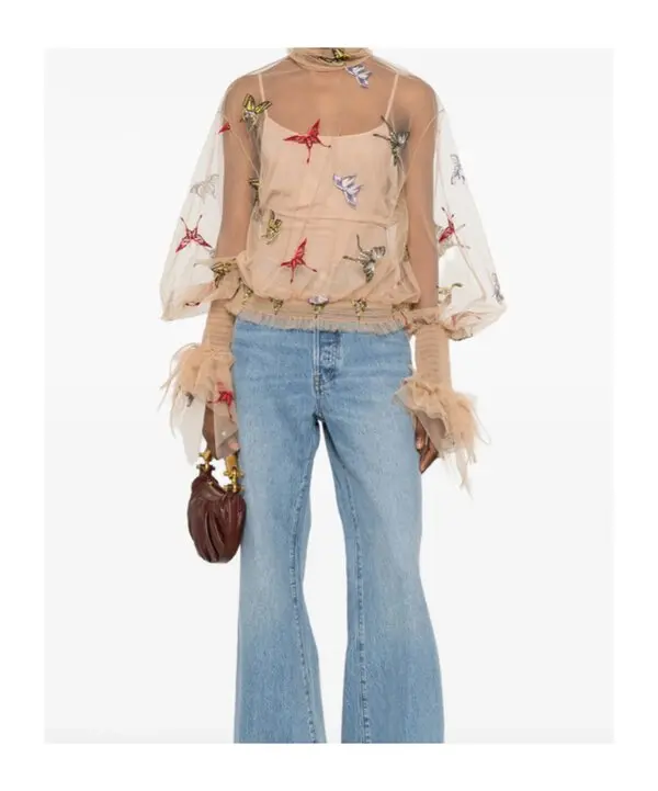 Blumarine Long-sleeved Cover-up With Butterfly Embroidery