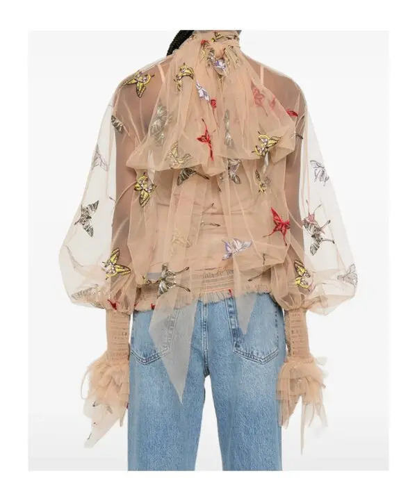 Blumarine Long-sleeved Cover-up With Butterfly Embroidery