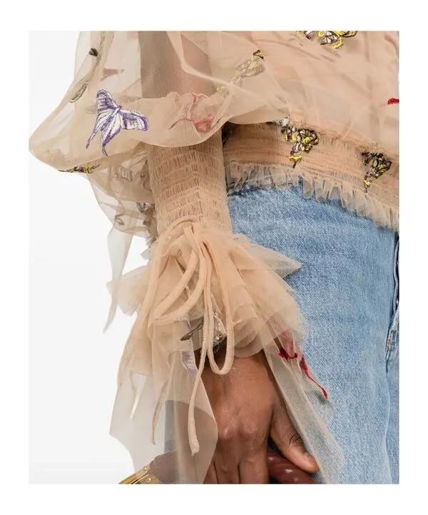 Blumarine Long-sleeved Cover-up With Butterfly Embroidery