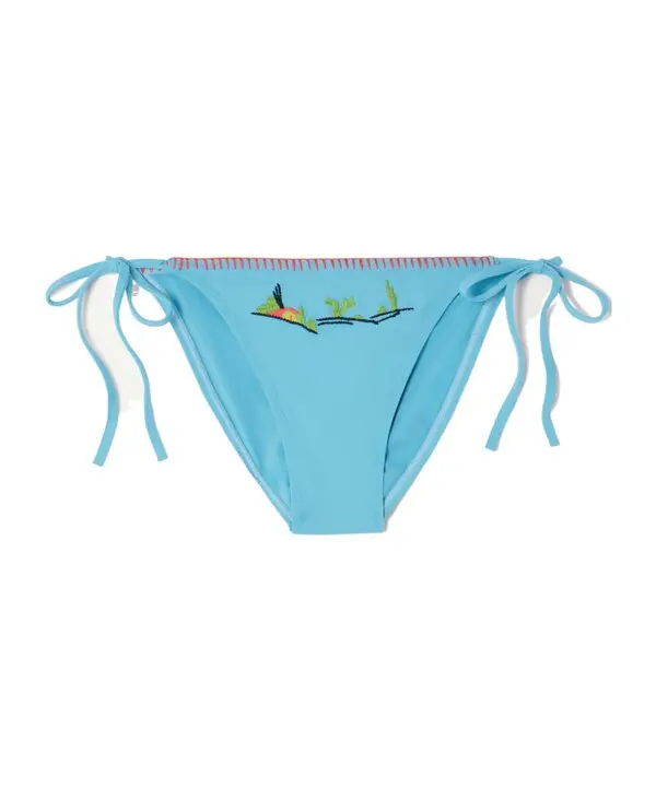 Staud Sisley Embroidered Bikini Briefs - Blue