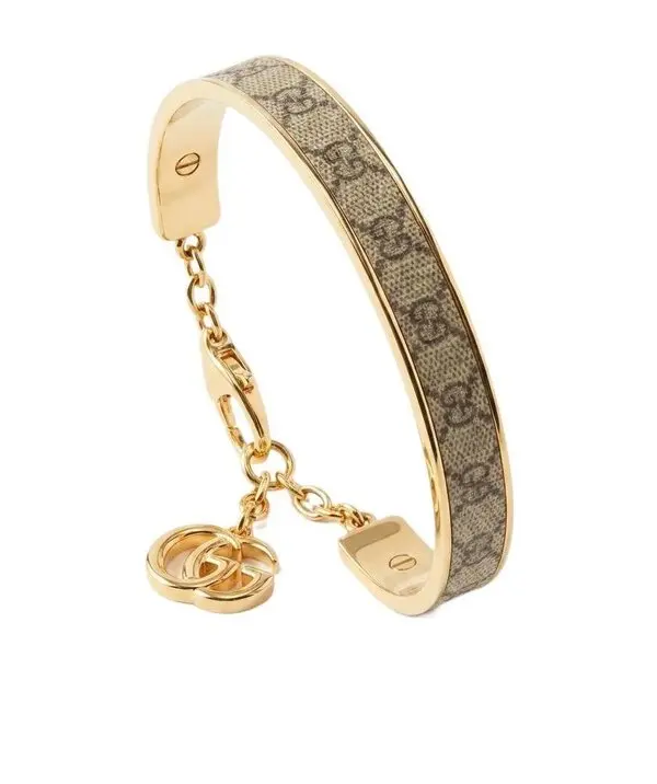Gucci Bangle Bracelet With Double G Charm - Golden