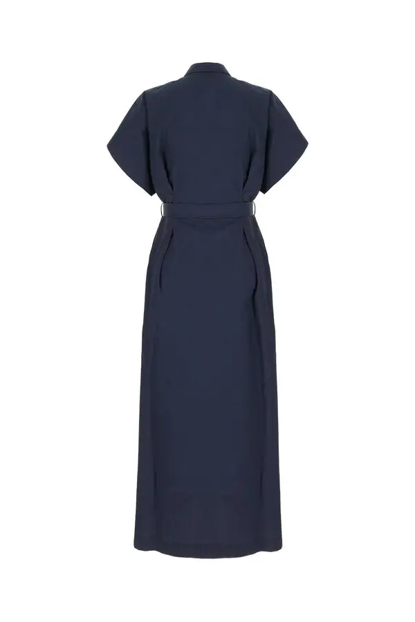 Brunello Cucinelli Belted Short-sleeve Dress - Blue