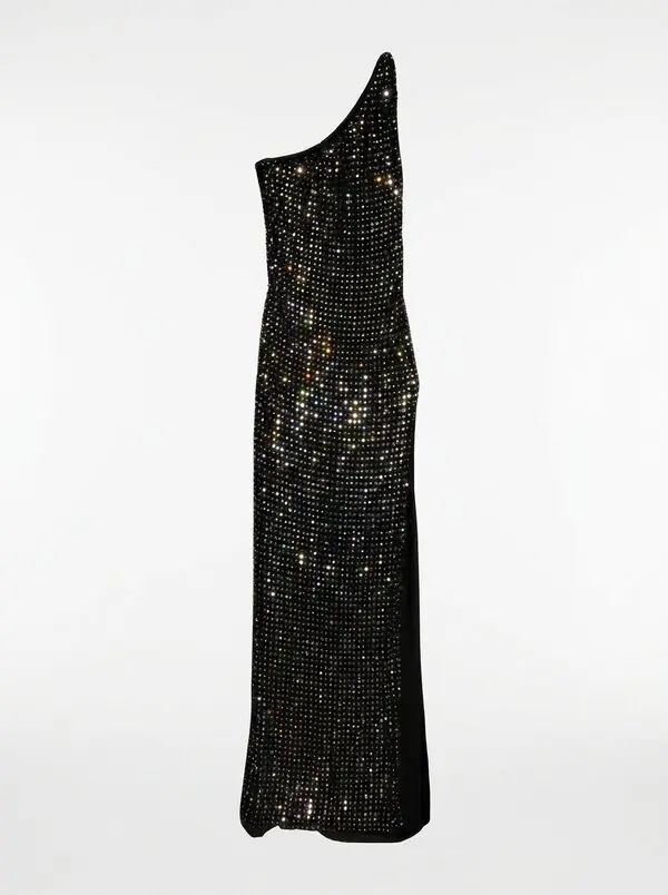 Gucci One-shoulder Crystal Embroidered Dress - Black