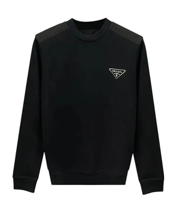 Prada Long Sleeve Crewneck Sweatshirt With Logo Detail - Black