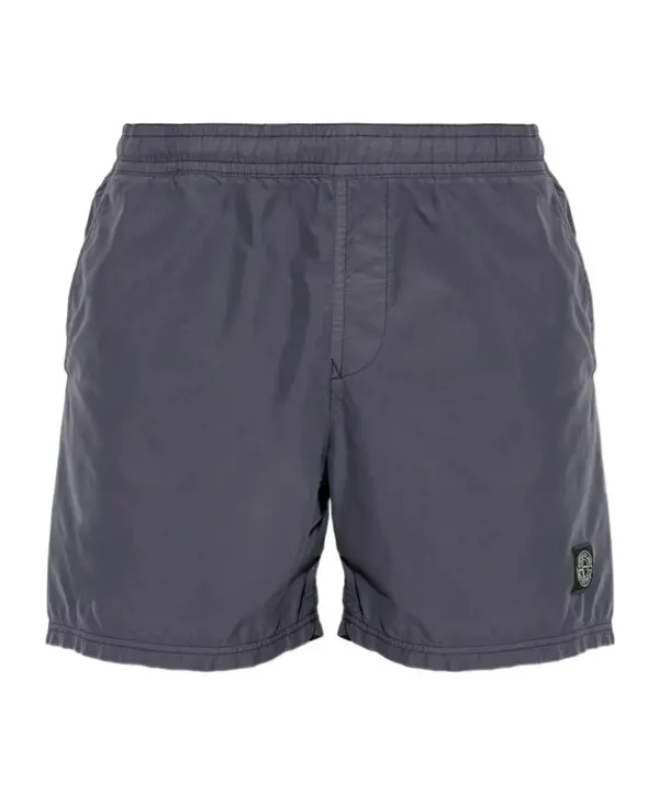 Stone Island Logo Swim Shorts - Blue Grey
