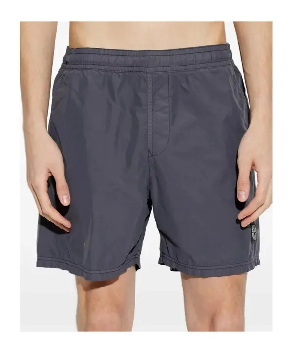 Stone Island Logo Swim Shorts - Blue Grey
