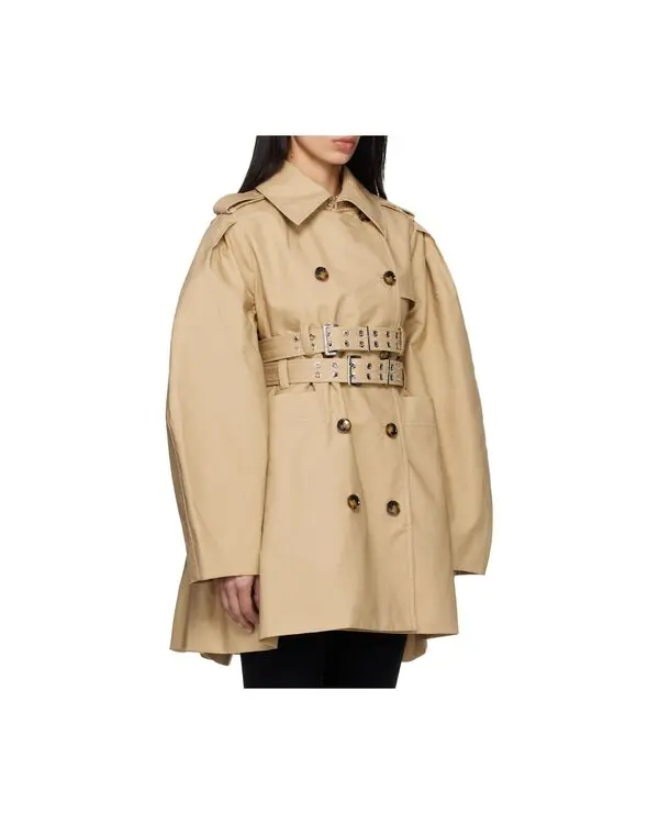 GANNI Double Cotton Trench Coat - Warm Sand