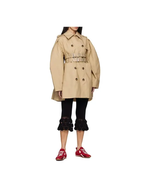GANNI Double Cotton Trench Coat - Warm Sand