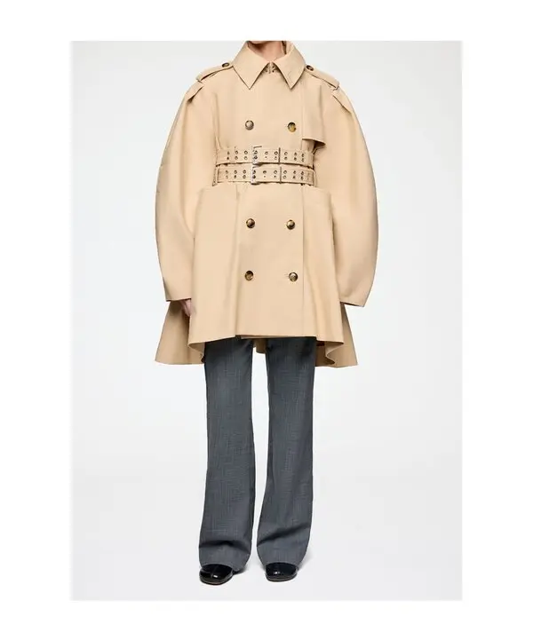 GANNI Double Cotton Trench Coat - Warm Sand