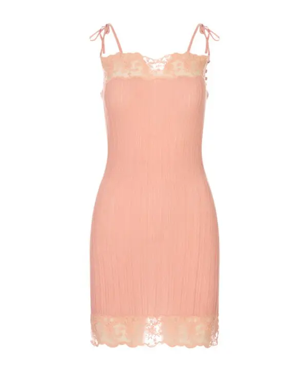 Chloé Ribbed-knit Lace-trimmed Mini Dress