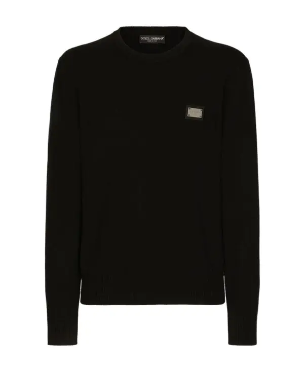Dolce & Gabbana Crewneck Knitted Jumper With Logo Plaque