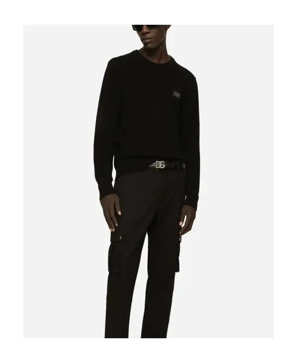 Dolce & Gabbana Crewneck Knitted Jumper With Logo Plaque