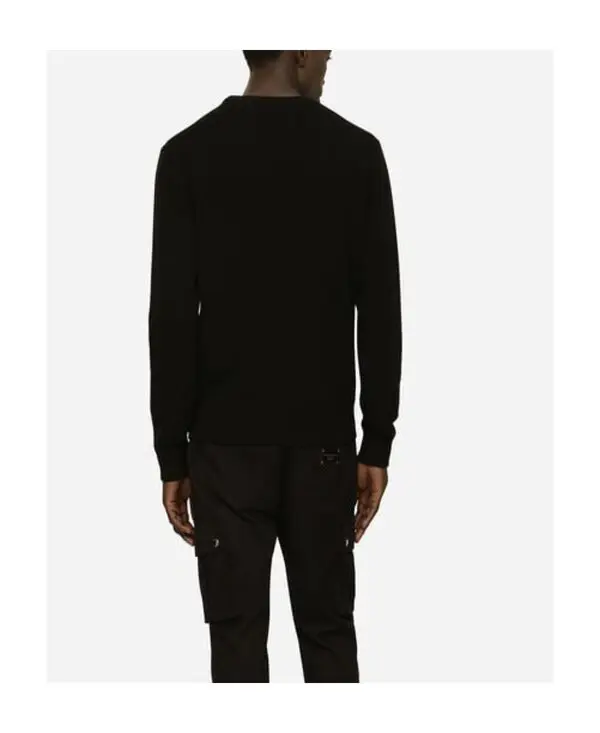 Dolce & Gabbana Crewneck Knitted Jumper With Logo Plaque