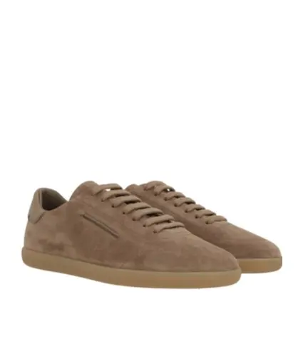 Zegna Suede Lace-up Sneakers - Dark Beige