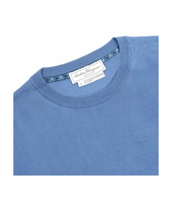 FERRAGAMO Round Neck Long Sleeve Sweater - Blue