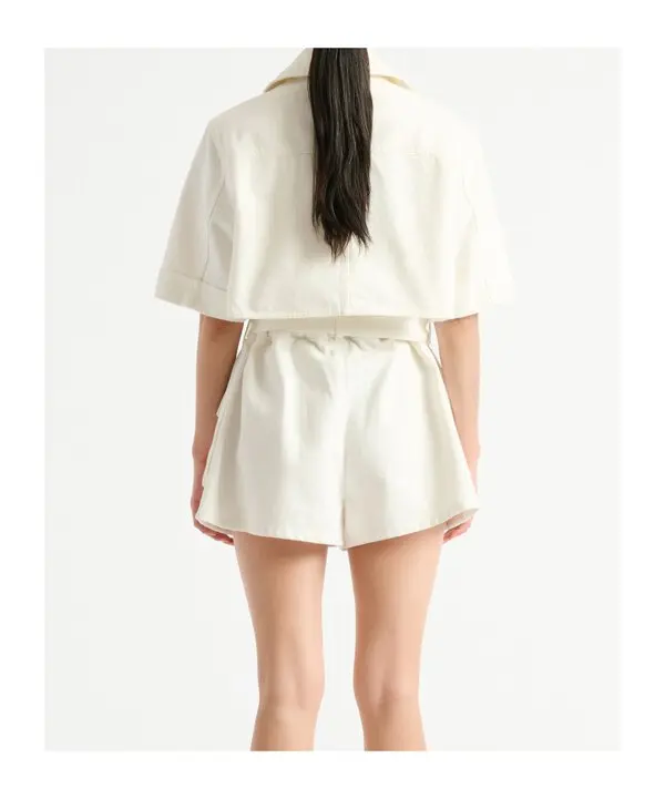 Balmain Belted Denim Playsuit