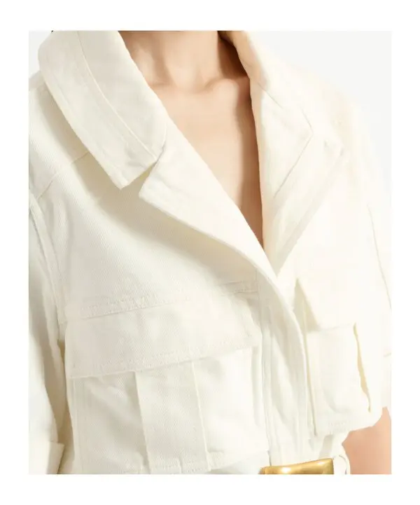 Balmain Belted Denim Playsuit