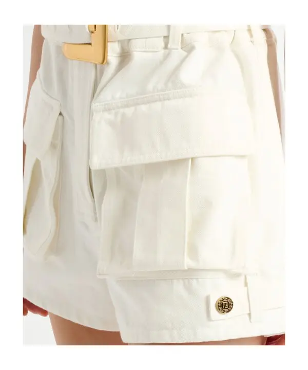 Balmain Belted Denim Playsuit
