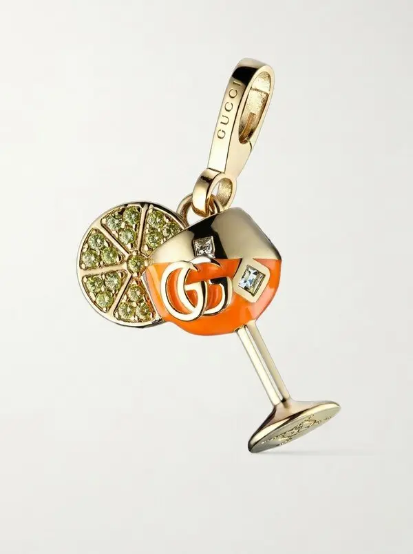 Gucci Cocktail Motif Charm With Gold-toned Hardware - Gold, Orange
