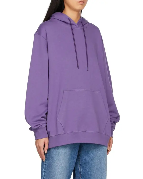 MSGM Drawstring Cotton Hoodie With Logo Print - Purple
