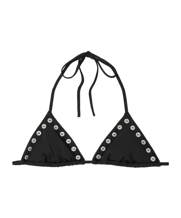Staud Lido Embellished Triangle Bikini Top - Black