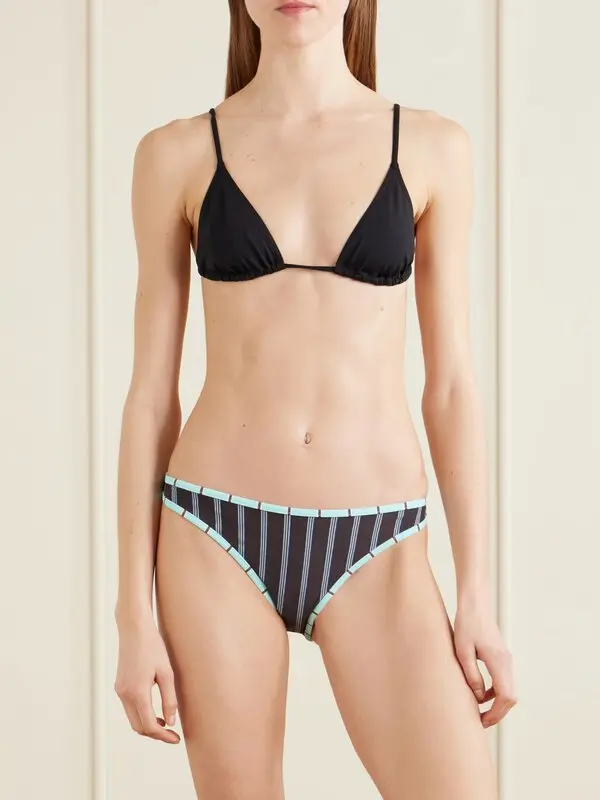 Staud Coto Striped Bikini Briefs - Black