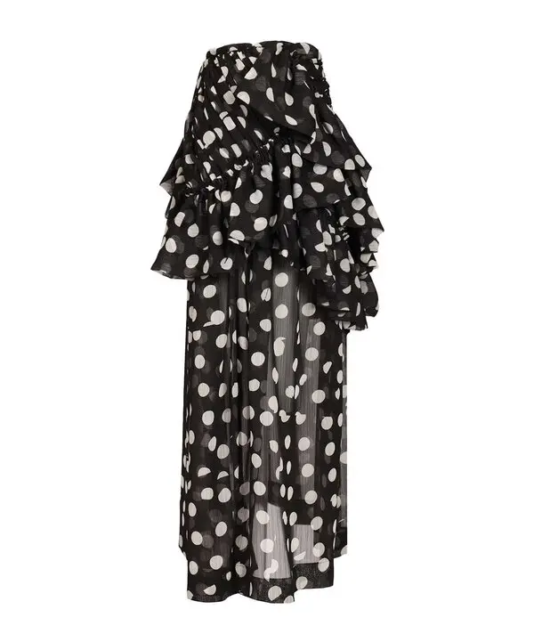 Dries Van Noten Polka-dot Ruffled Midi Skirt