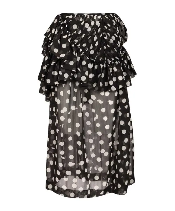 Dries Van Noten Polka-dot Ruffled Midi Skirt