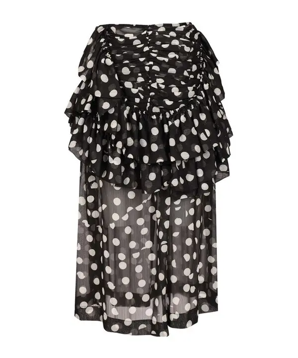Dries Van Noten Polka-dot Ruffled Midi Skirt