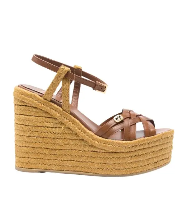 Valentino Garavani Leather Wedge Sandals With Vlogo Detail