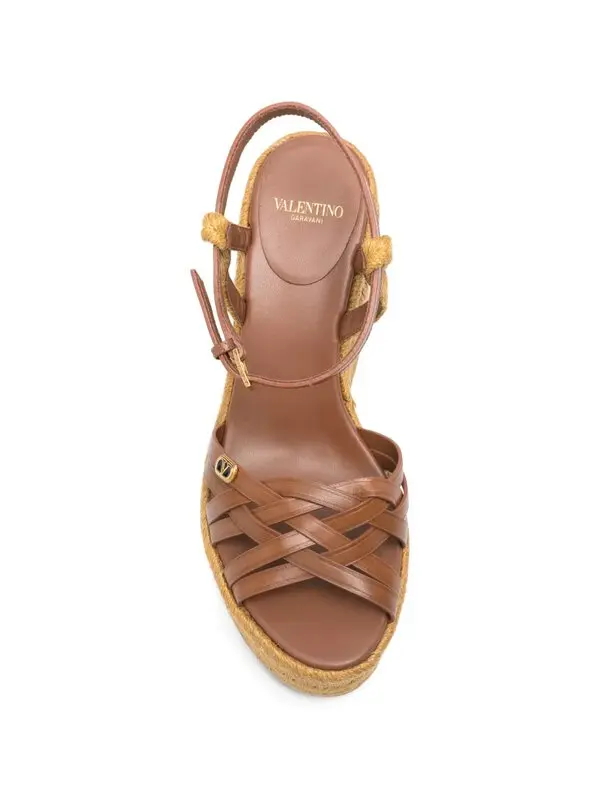 Valentino Garavani Leather Wedge Sandals With Vlogo Detail