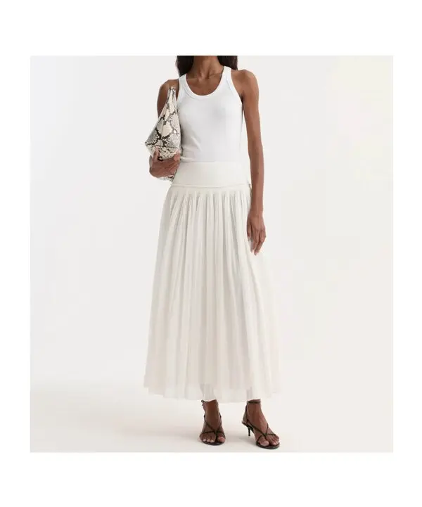 RÓHE Pleated Midi Skirt - White
