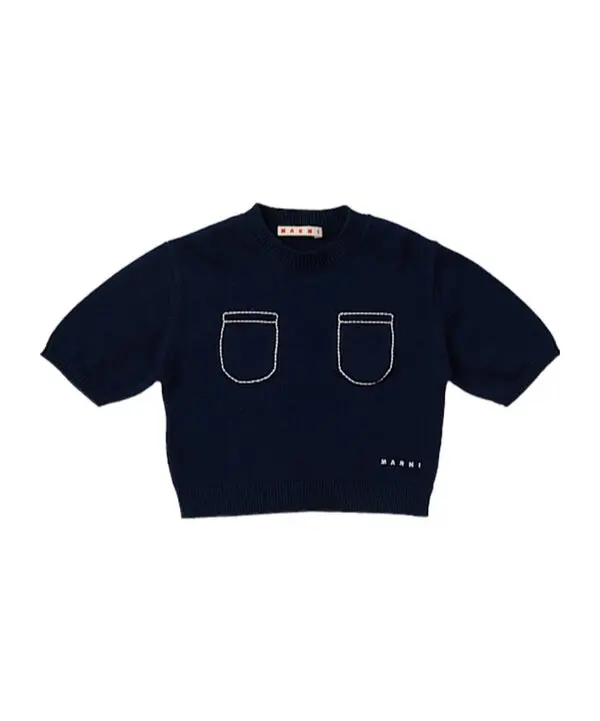 Marni Cotton Knit Sweater With Contrast Stitching