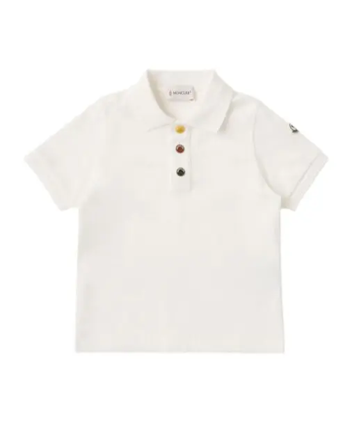 Moncler Cotton Piquet Polo Shirt With Multicolored Buttons - White
