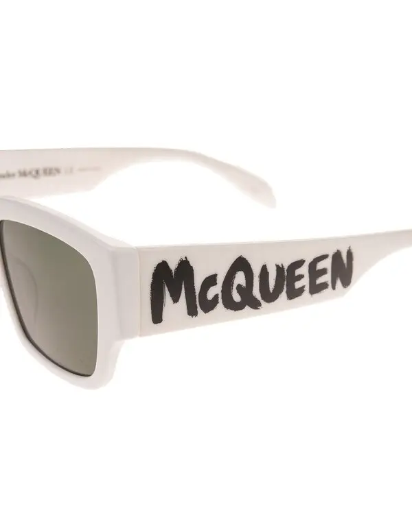 Alexander McQueen Rectangle Frame Sunglasses With Logo Print