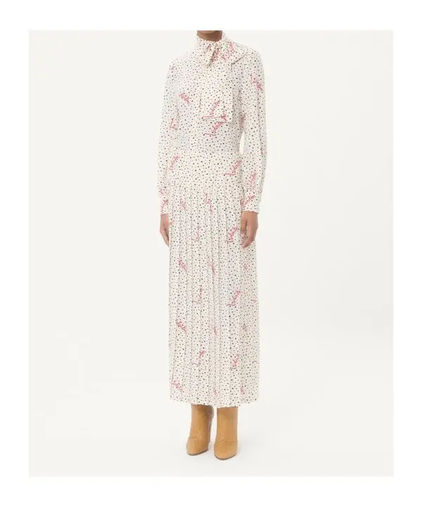 Valentino Garavani Polka Dot Crepe De Chine Shirt With Scarf Detail - White