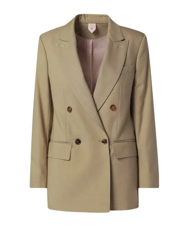 Max Mara Tailored Double Breasted Long Sleeve Suit Jacket - Light Brown