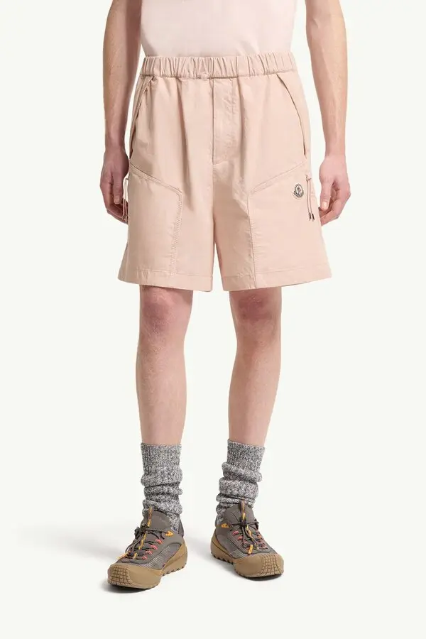Moncler Cotton Poplin Bermuda Shorts With Contrast Stitching