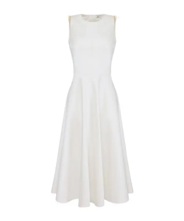 Elisabetta Franchi Duchess Satin Midi Dress - White