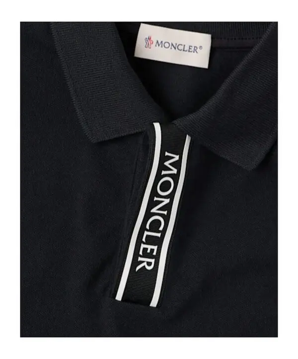 Moncler Logo Trimmed Cotton Piquet Polo Shirt