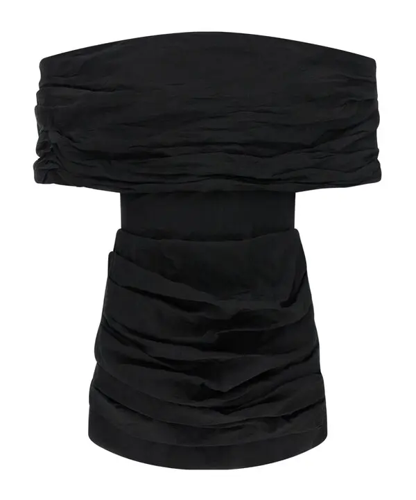 Magda Butrym 22 Draped Off-shoulder Mini Dress - Black