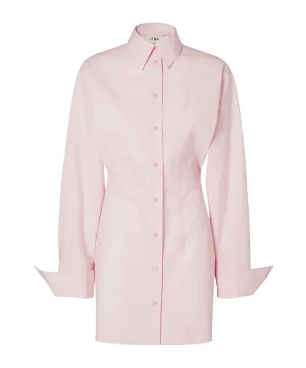 Fendi Panelled Poplin Shirt Dress - Light Pink