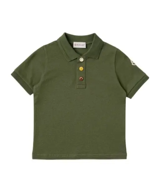 Moncler Cotton Piquet Polo Shirt With Logo Patch - Green