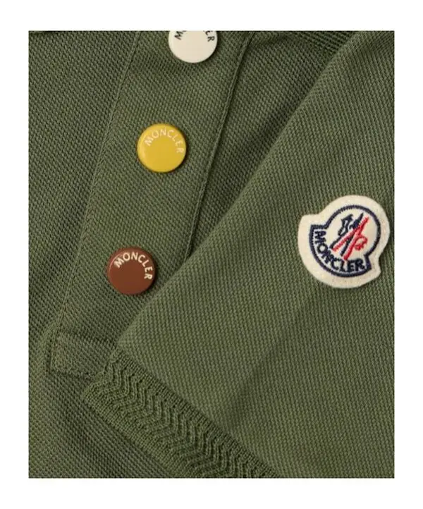 Moncler Cotton Piquet Polo Shirt With Logo Patch - Green
