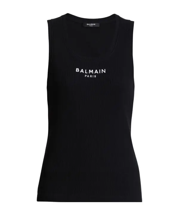 Balmain Paris Embroidered Vest Top - Black