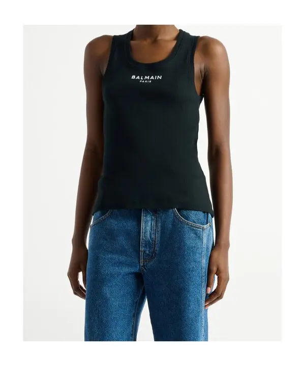 Balmain Paris Embroidered Vest Top - Black